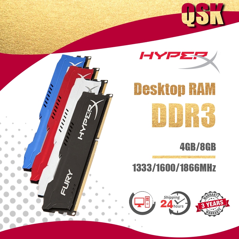 Kingston HyperX DDR3 Desktop RAM 4GB/8GB (1333/1600/1866MHz) DIMM Memory para sa PC | Shopee ...