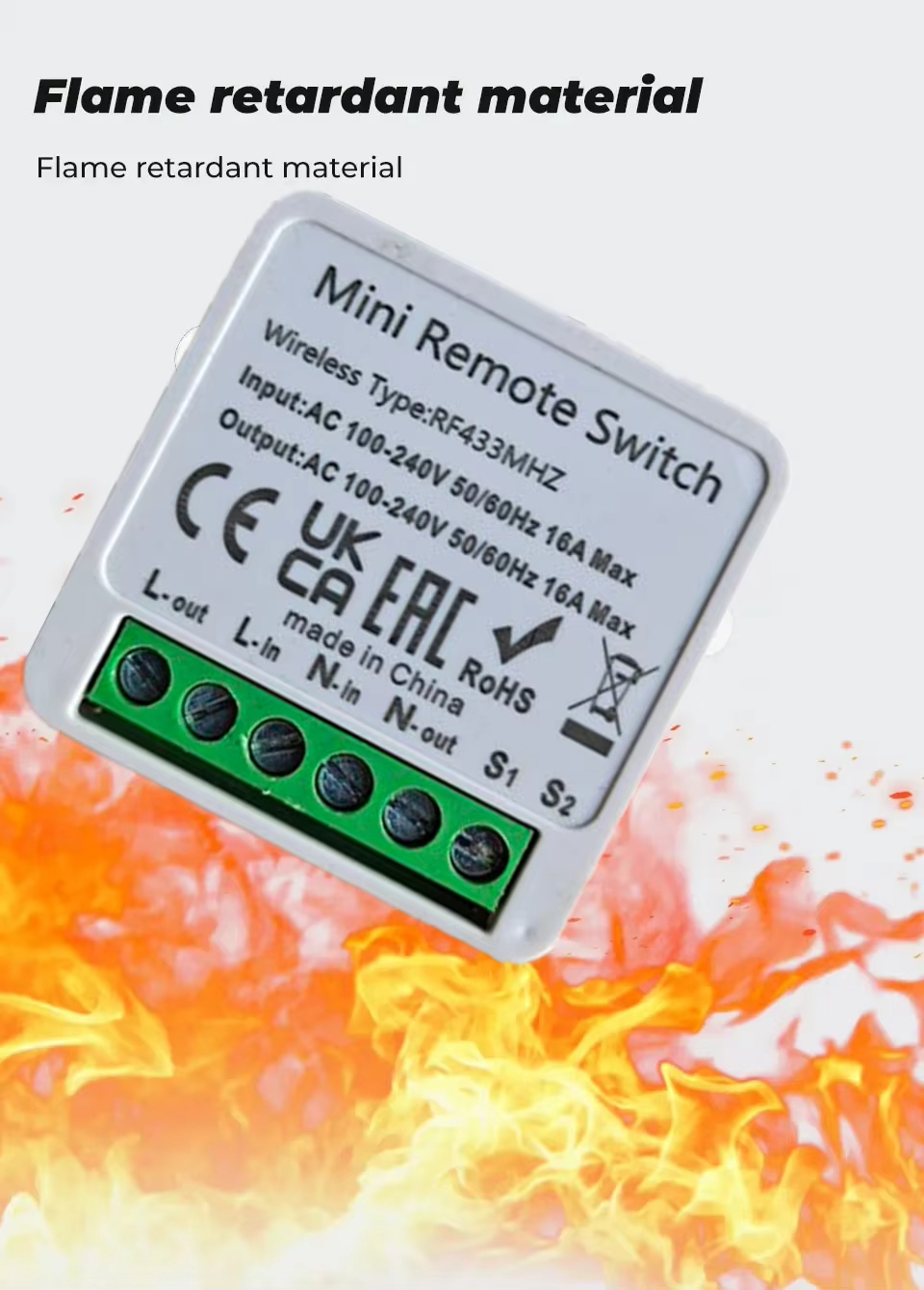 RF433 Wireless Switch Relay Module for LED Lighting, AC100V-240V 16A ...