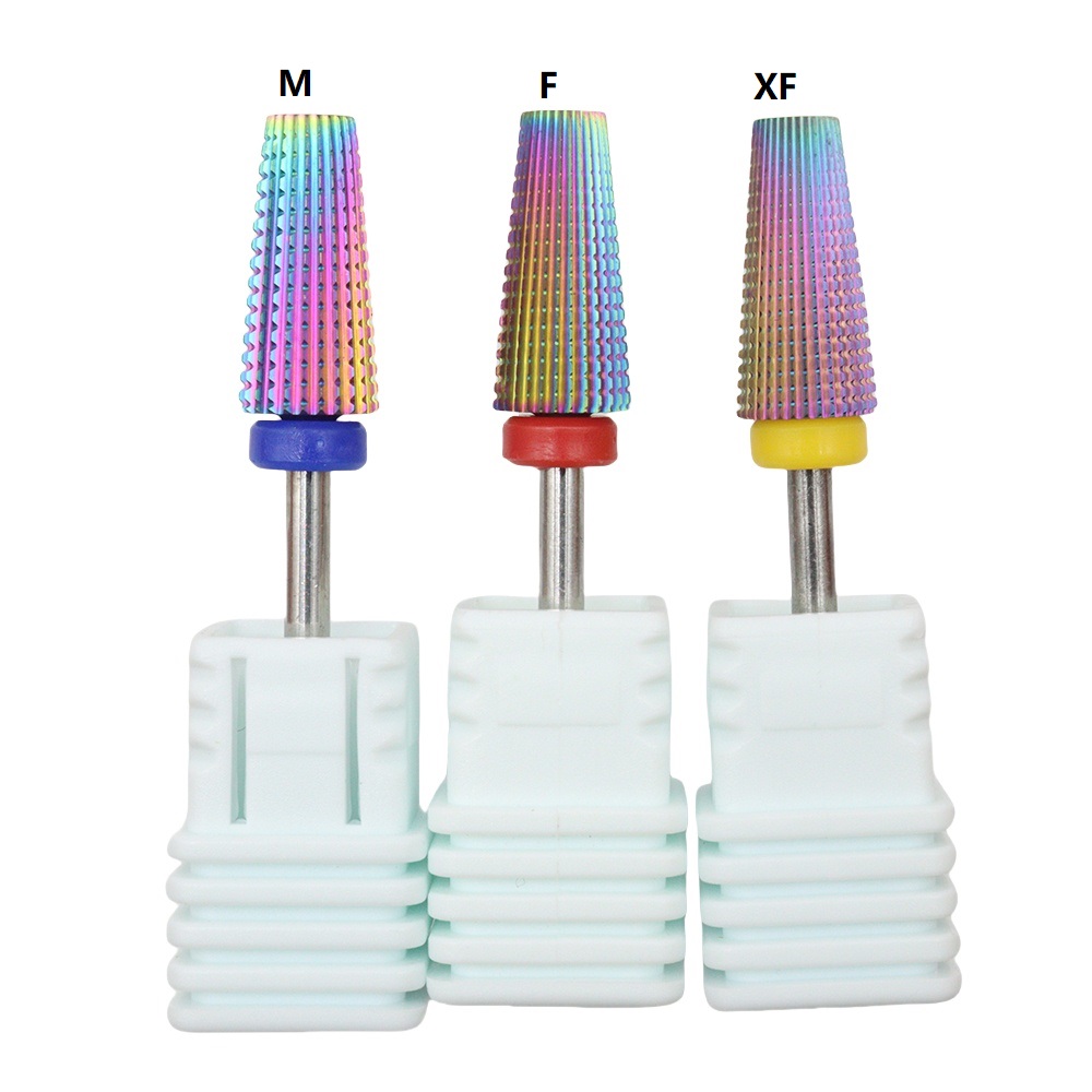 5-in-1 Professional Tungsten Carbide Nail Drill Bits, Unscented Rainbow ...