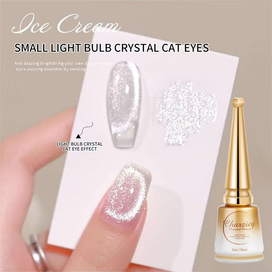 Xeijayi 1Pc 15Ml Universal Cat Eye Gel Nail Polish, Bright Silver Uv Gel Nail Polish, Glitter ...