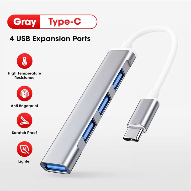 4 IN 1 Type C to USB 3.0 HUB high-speed multi port splitter adapter ...