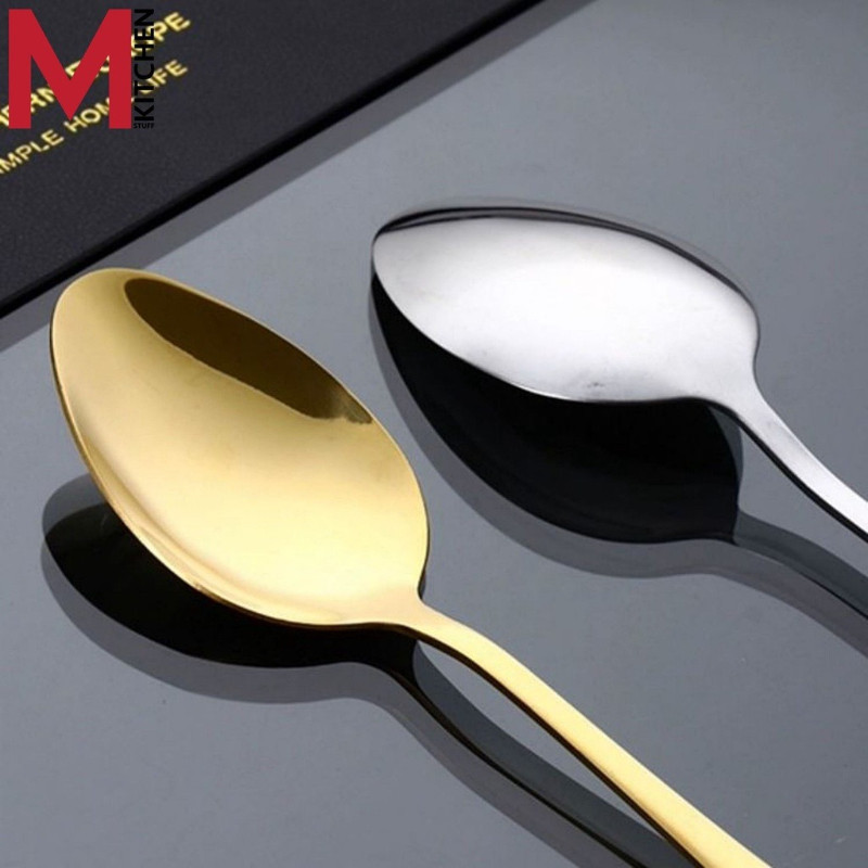 Thick, large-sized stainless steel spoon and fork, heavy-duty ...