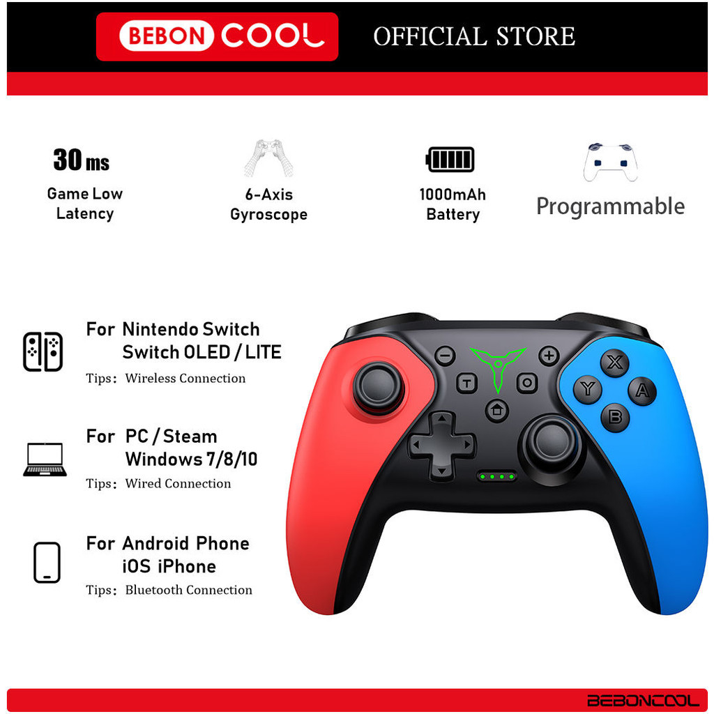 Beboncool Wireless Controller For Nintendo Switch Oled Lite Android Ios Programmable Switch