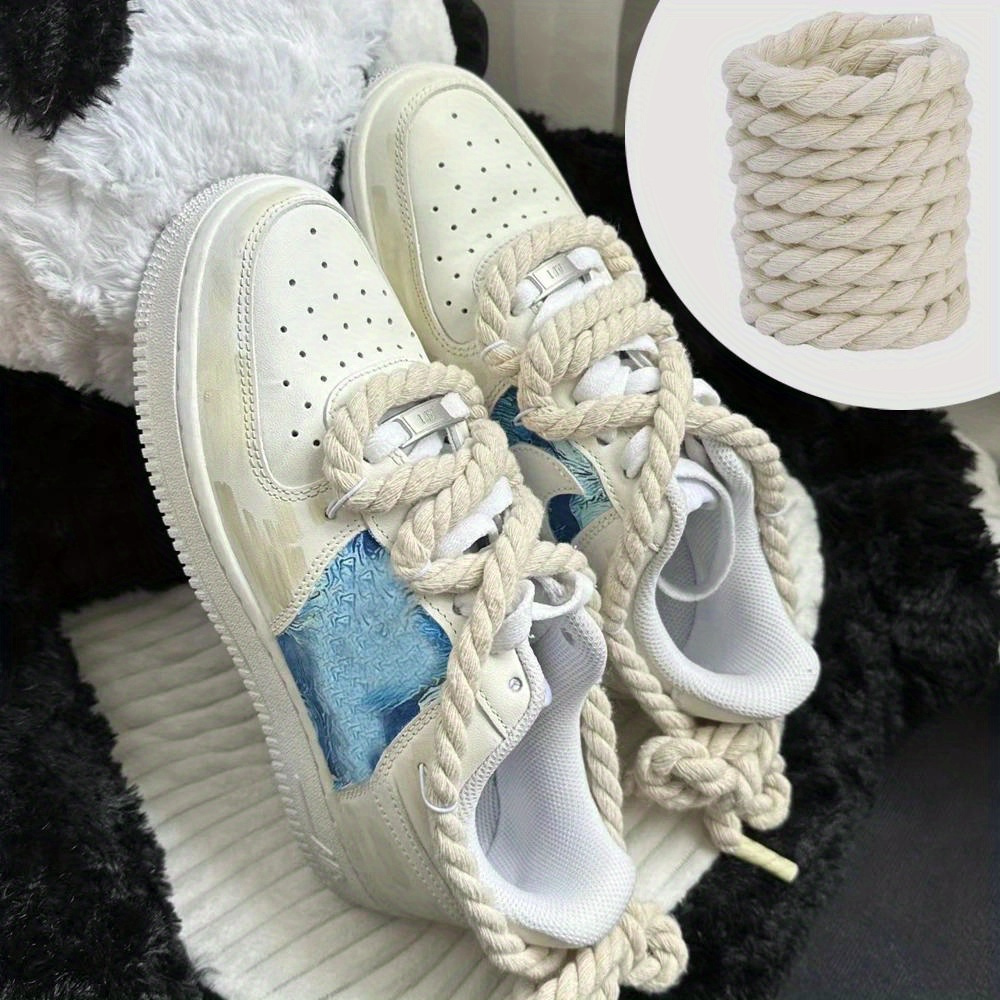 Sneakers Shoelace with Handwoven Cotton Rope Shoe strings Stylish ...