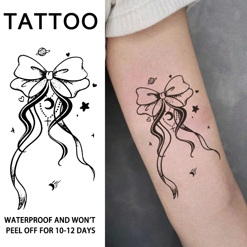 Bowknot Herbal Tattoo Sticker Waterproof Long-Lasting Non-Reflective ...