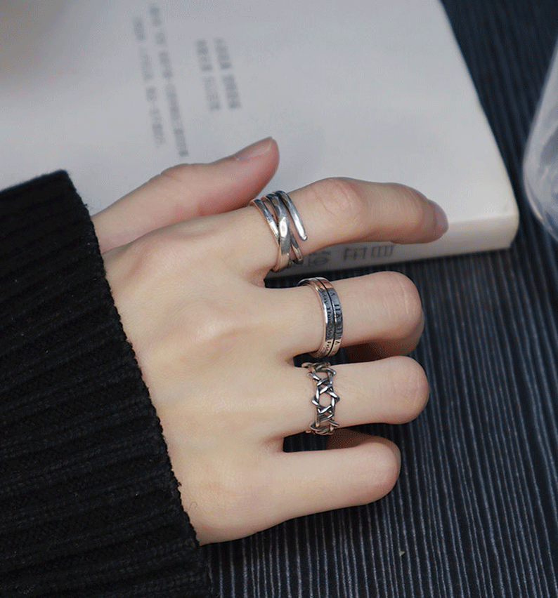 3 Pcs Set Retro Punk Alloy Ring For Men Women Hip Hop Roman Numerals ...