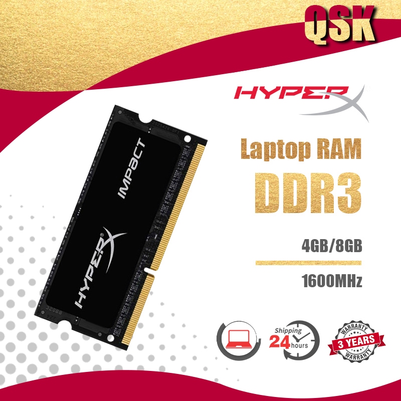 【local 24h Ship】ddr3 4gb 8gb Hyperx Laptop Ram Ddr3l 1600mhz Sodimm