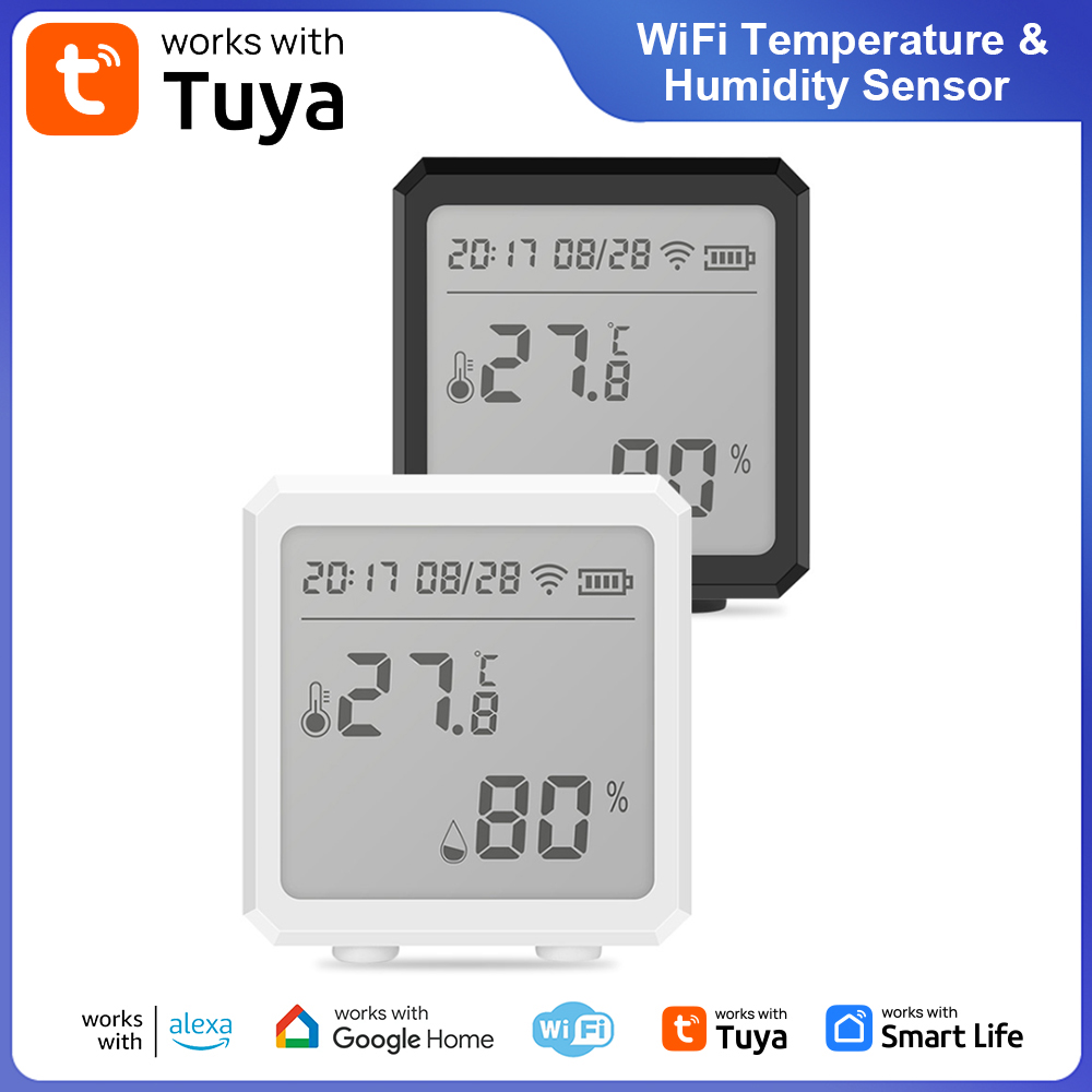 Tuya WiFi Thermostat Hygrometer Sensor with LCD Display for Humidity ...
