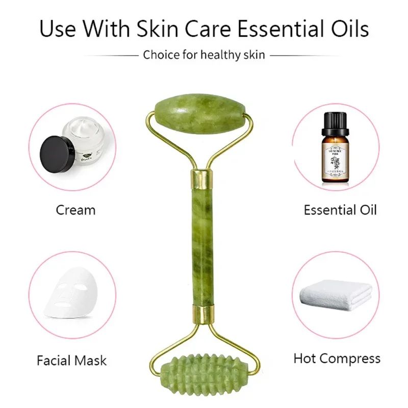 Natural Jade Roller Massager For Face Body Back Foot Massage Roller ...