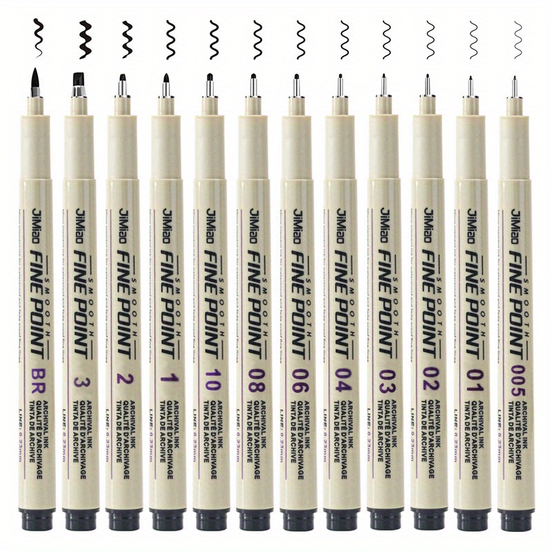 AnimeArt Pro 12-Piece Needle & Brushing Pen Set – Water-Based Pens for ...
