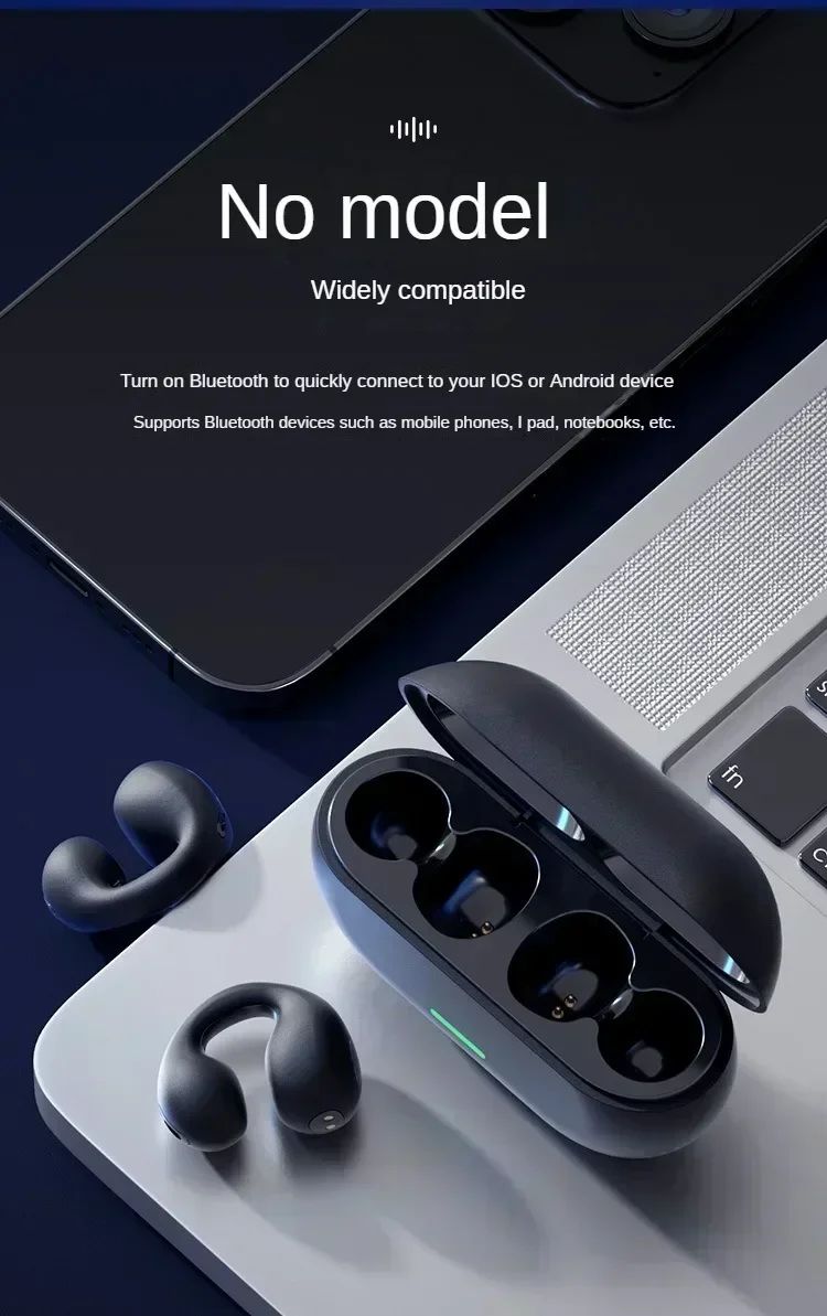 T75 Bluetooth 5.3 Earbuds with Clip Ear, Wireless Headphones for Music ...