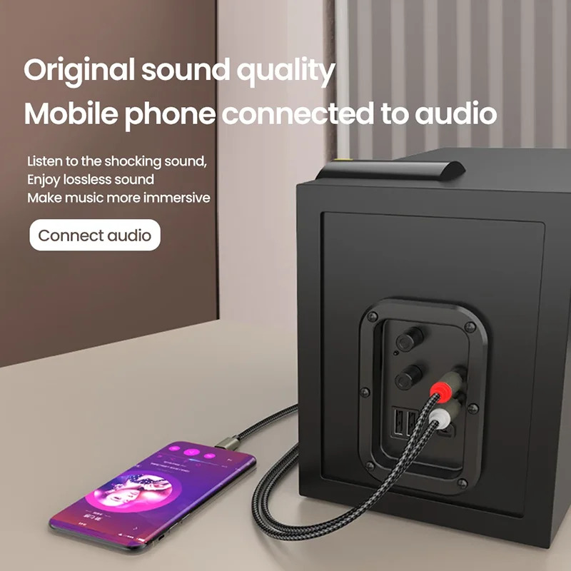 RCA Cable 3.5mm Jack Type C to 2 RCA Audio Cable 3.5mm to 2RCA Male ...