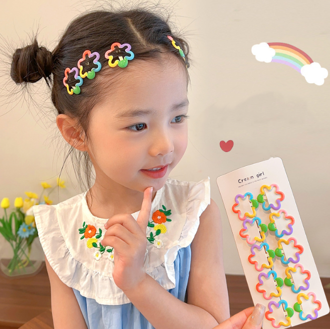 5 Pieces/Set Children Flower Bangs Hair Clips Girls Back Head Hairpins ...