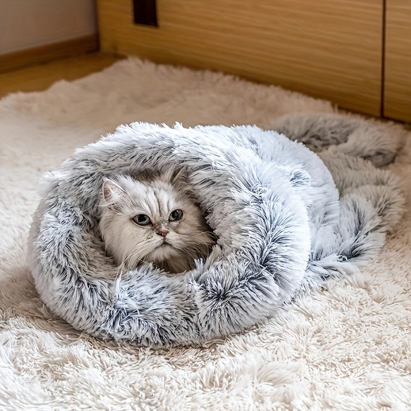 1-piece-plush-gradient-color-pet-sleeping-bag-cat-litter-kennel-small