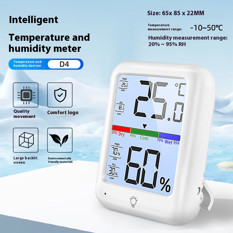 Digital Indoor Thermometer Hygrometer, Rechargeable LCD Display ...