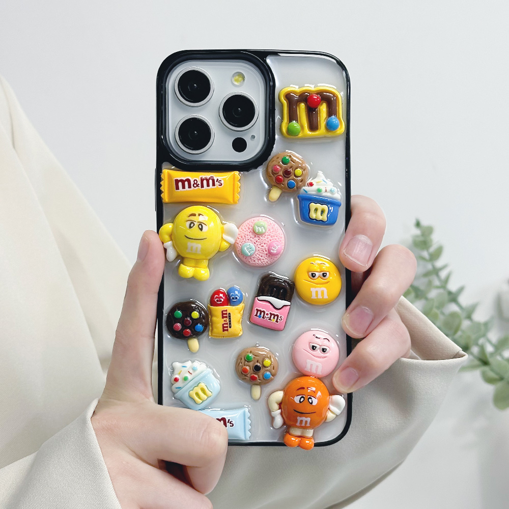 Funny 3D M&M's Glitter Gell Phone Case for Iphone 11 15 14 Pro Max 12 ...