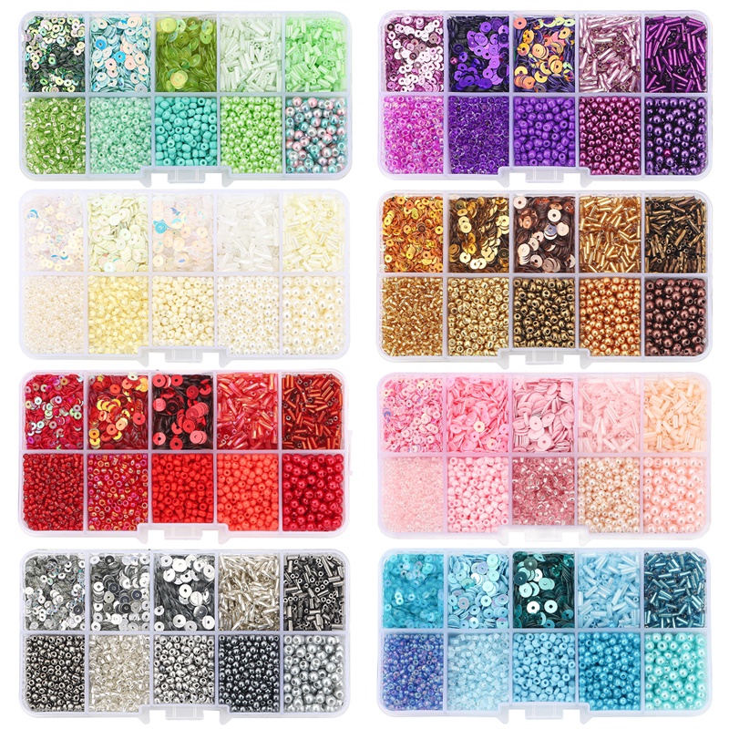 12 Style Mix Sequins Jewelry Making Kits Spacer Seed Beads For Kids ...