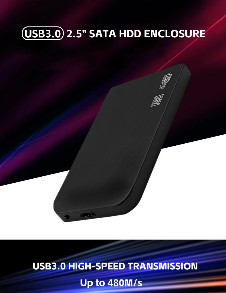 External Hard Drive Case 2.5 Inch USB 3.0 to SATA HDD SSD Enclosure ...
