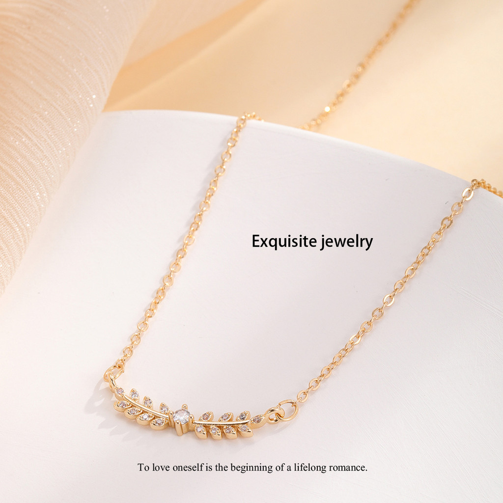 1 Piece Exquisite Copper Inlaid Zircon Leaves Creative Unique High-End ...