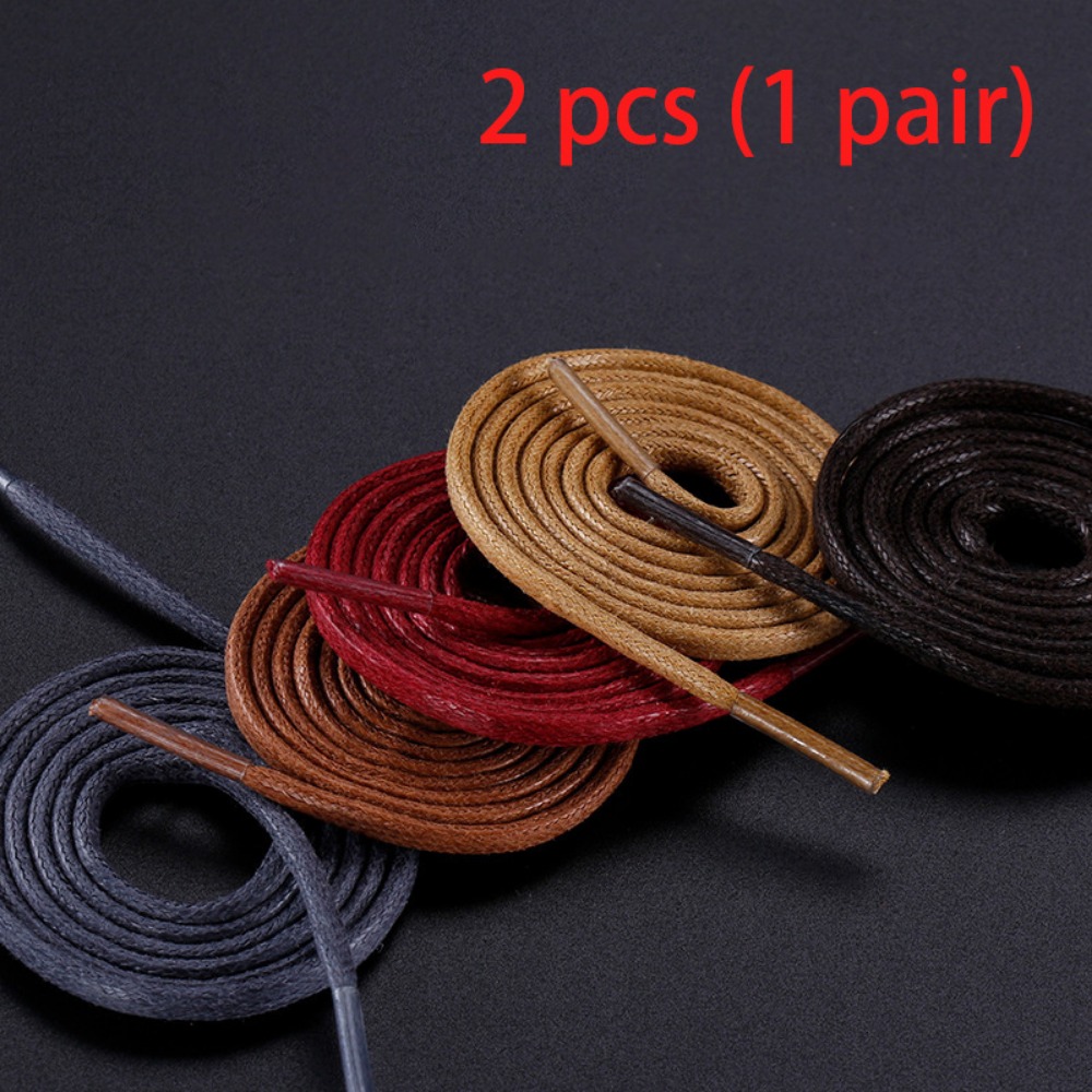 1Pair Round Oxford Rope Waterproof Leather Lace Cotton Casual Black ...