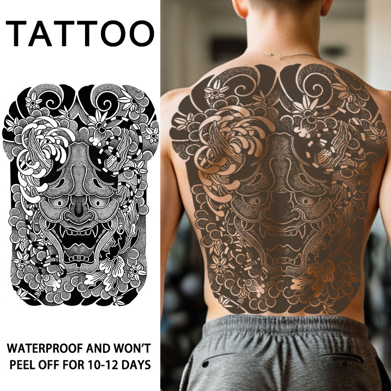 Demon Prajna Full Back, Temporary Tattoo Stickers Waterproof Long ...