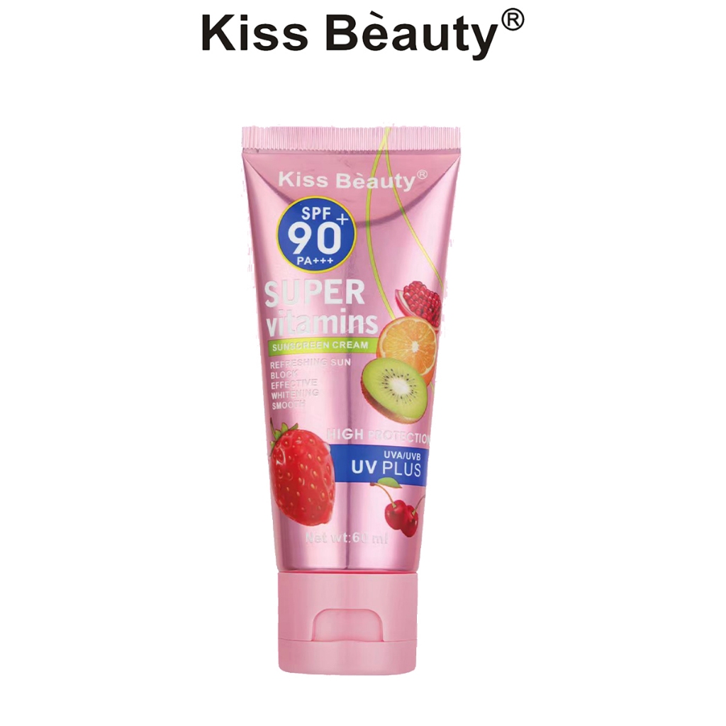 Kiss Beauty Skin Care Facial Sunscreen Cream SPF 90+ Super Vitamins 60 ml | Shopee Philippines