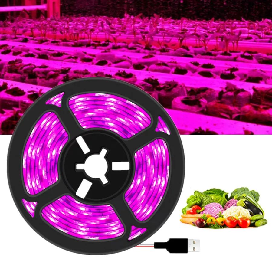 DC 5V USB LED Grow Light Full Spectrum 1-5m Plant Light Grow LED Strip ...