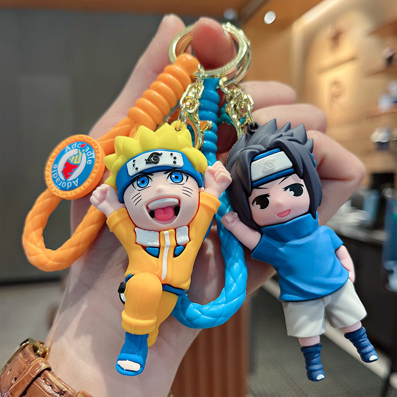 1Pcs 7cm Cartoon Naruto Keychain Kakashi Naruto Sasuke 3D Doll Car ...