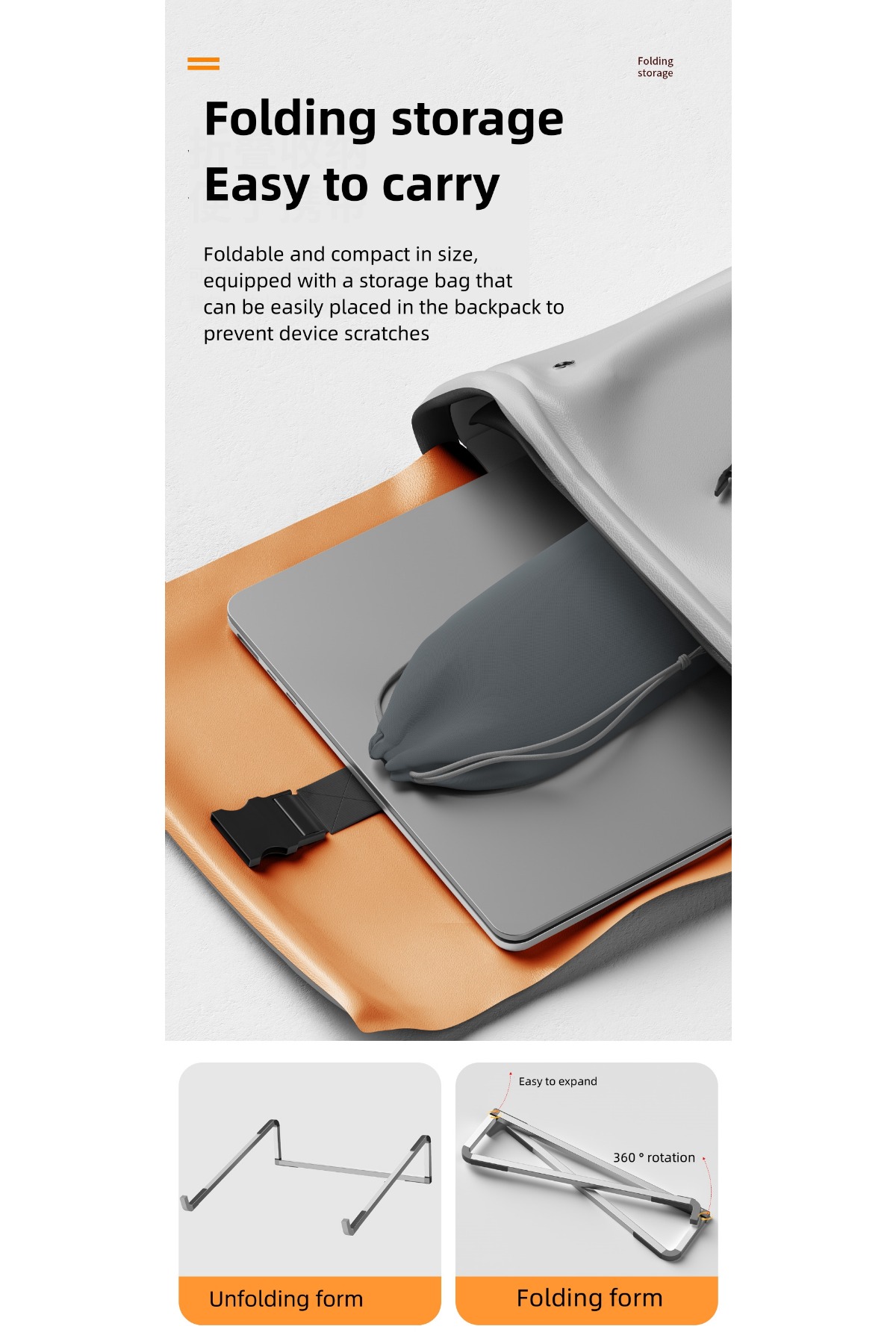 Laptop Stand Folding Adjustable Aluminum for Computer Pc Tablet Stand ...