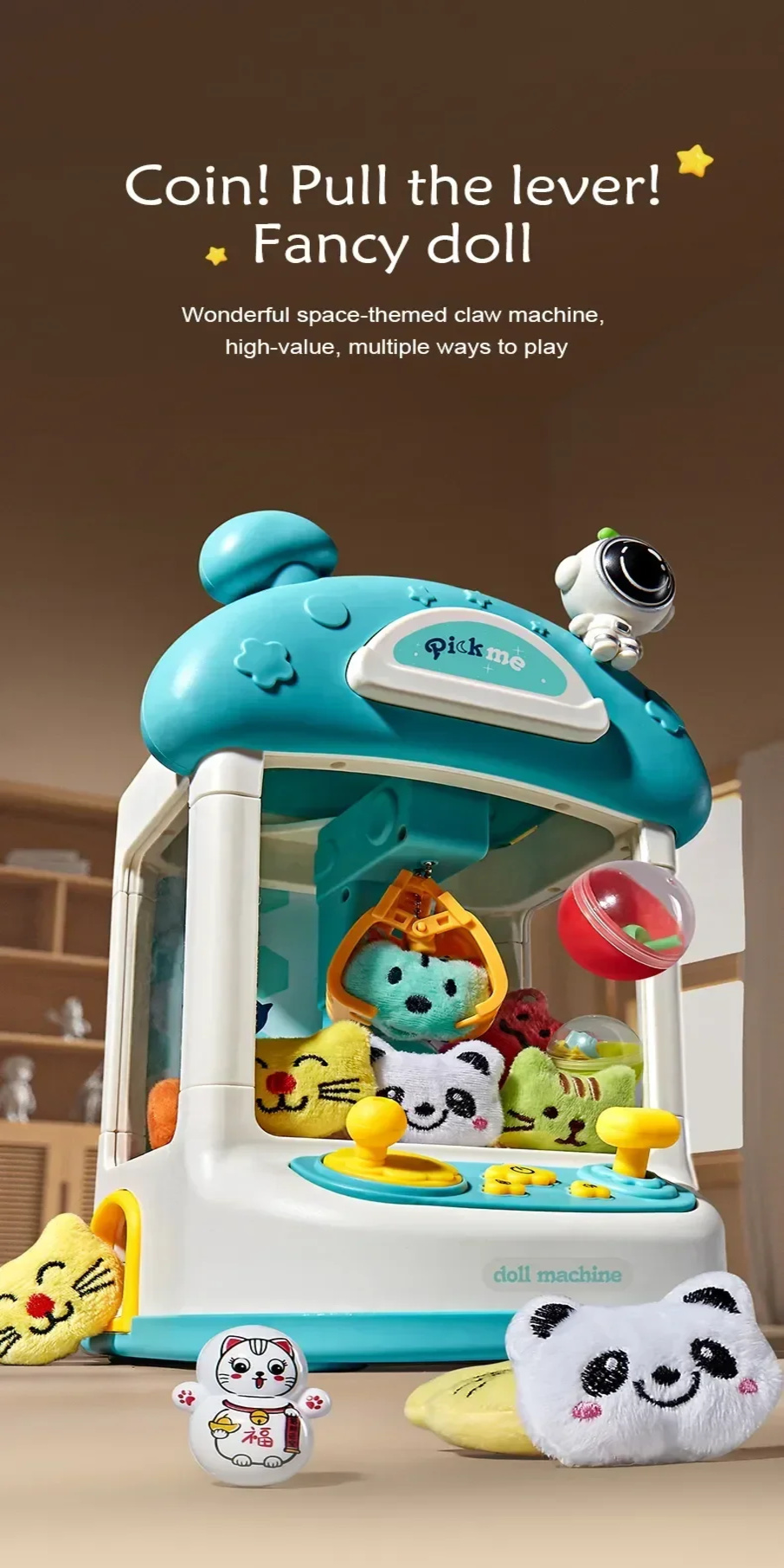 Children's Mini Claw Arcade Crane Doll Machine Toy - Catch Ball Dolls ...