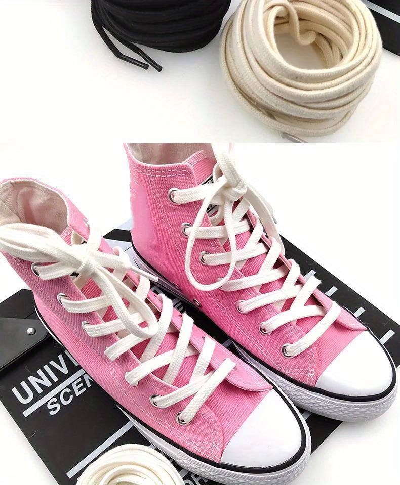 1 Pair Canvas Shoelaces Flat Cotton Laces For Sneakers Men Women White ...