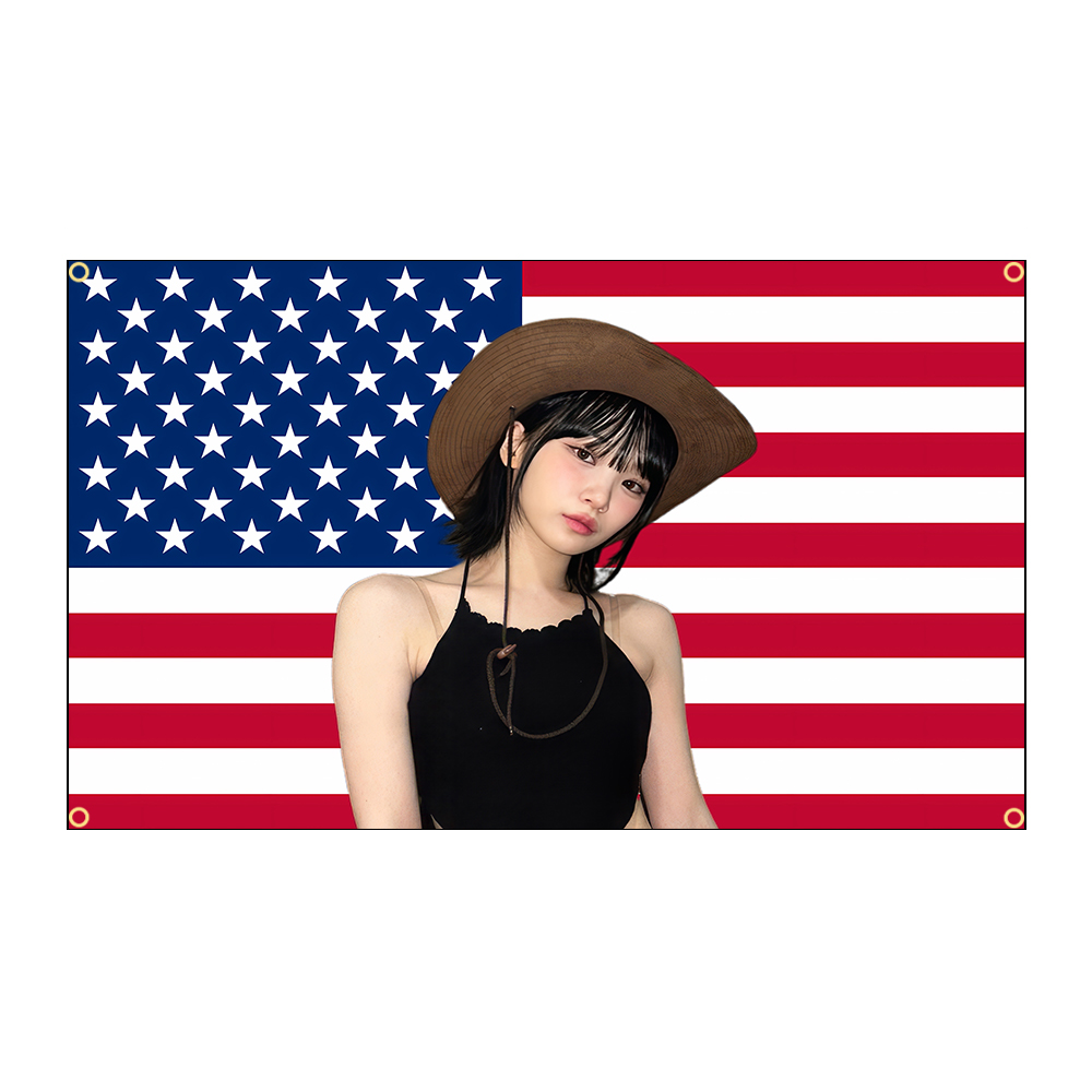LE SSERAFIM Cowboy Chaewon American Flag Equipped With 4 Brass Grommets ...
