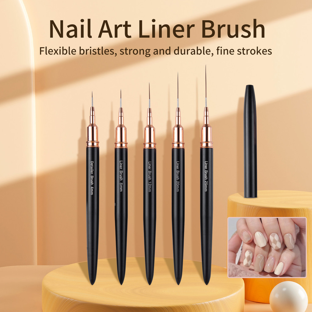 4/8/12/20/25mm Nail Painting Brushes Nail Art Brush Draw Lines Flower ...