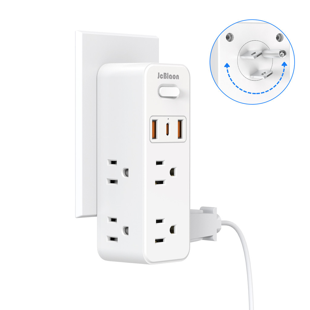 Rotating Plug USB Outlet Extender Surge Protector - with 6 AC Multi ...