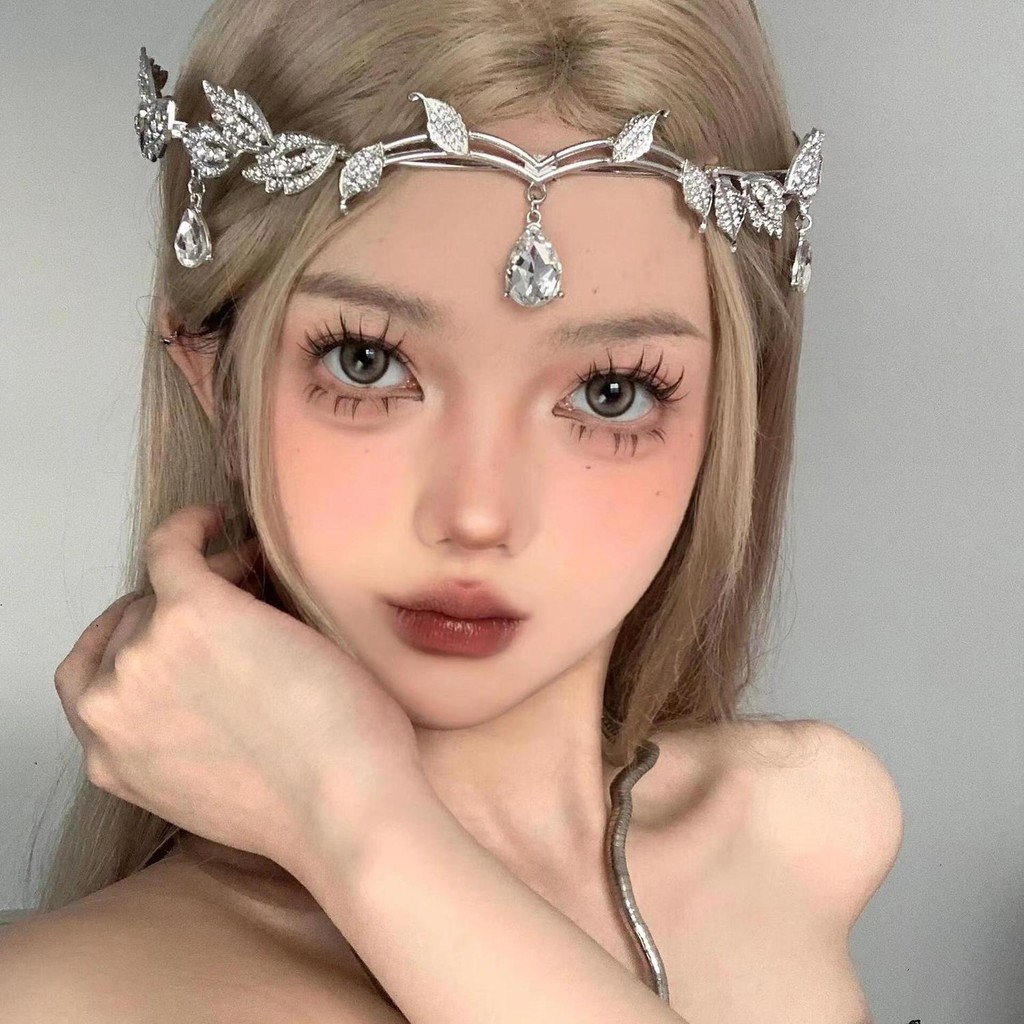 Bohemian Style Faux Diamond Leaf and Drop Headband Ethereal Hair ...