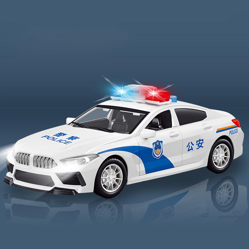 Police Car Model Diecast Toy Sound and Light Pull Back Police Car ...