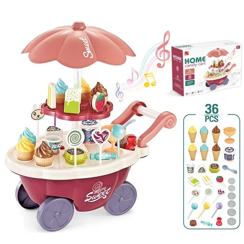 Children's Mini Candy Ice Cream Cart with Lighting Music Simulation ...