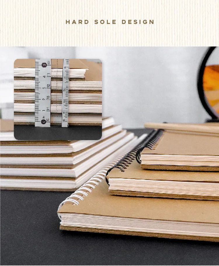 A3/8K/A4/16K/A5 Kraft Paper Sketchbook Spiral Art Notebook Blank Sheets ...