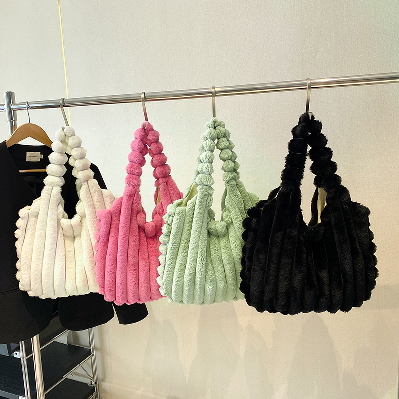 New Large-Capacity Plush Bag Girl Korean Version Pleated Cute Cloud ...