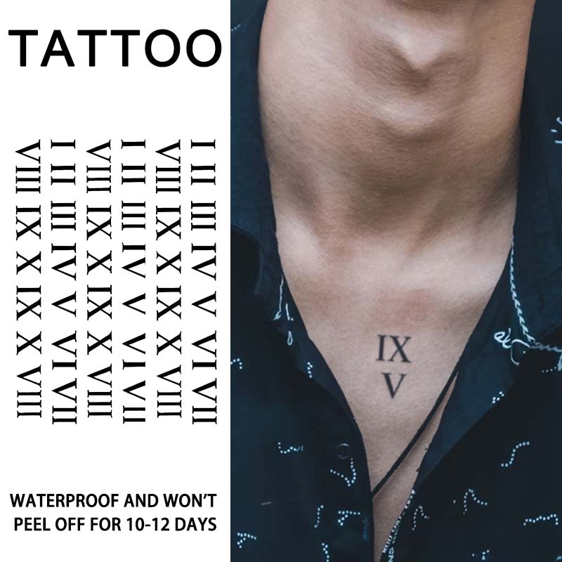 Roman Letter Arm Waterproof Temporary Tattoo Sticker, Long-Lasting 1-2 ...