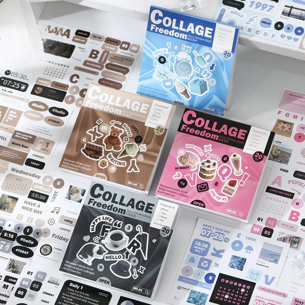 Mr. Paper Retro English Collage Sticker Book 20pcs/set Handmade DIY ...