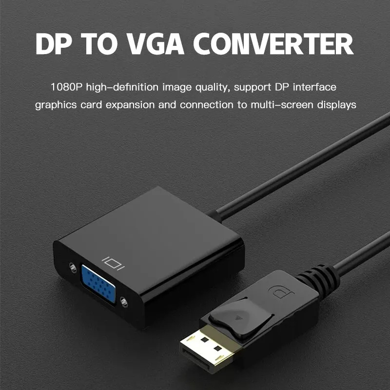 New DisplayPort to VGA Adapter 1080P DP Male to VGA Female Converter ...