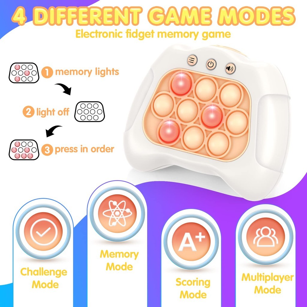 Electronic Handheld Puzzle Pop Light Up Game for Kids，Sensory Fidget Quick Push Games Toy for ...