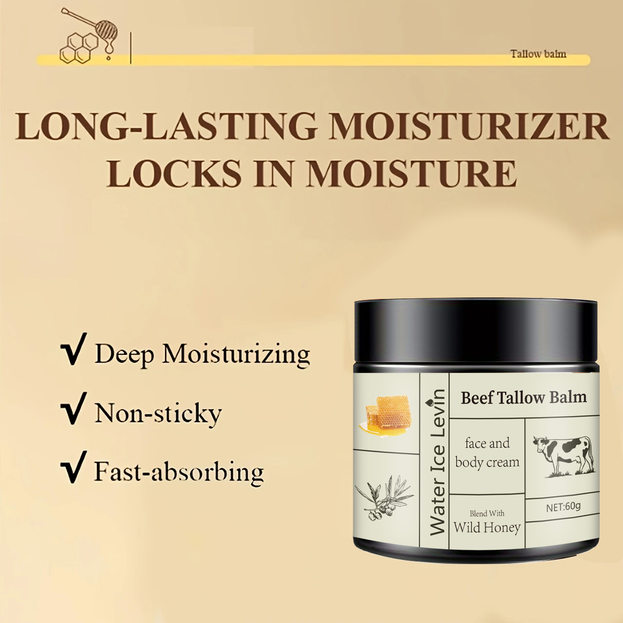 New Beef Tallow Light Beige Moisturizer, Unscented All Beef Tallow Balm ...