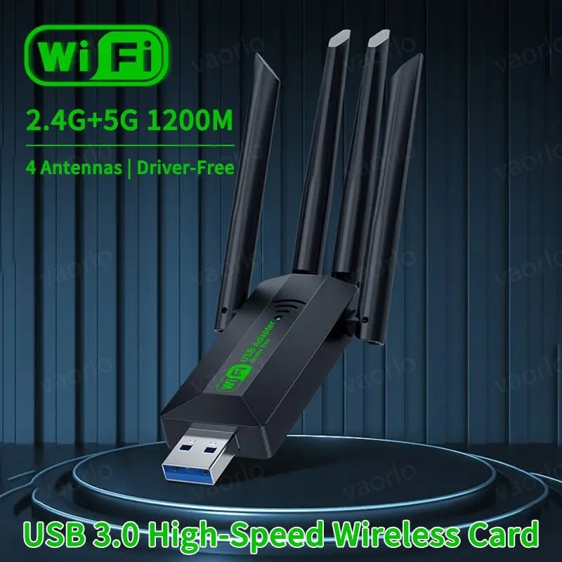 1200Mbps USB Wifi Adapter Driver free 4 Antenna USB Network Card USB 3. ...