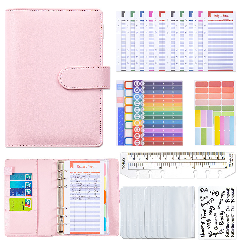 1pc A6 Binder Bag with Leather Binder Cover, 6-Ring Built-in Binder ...