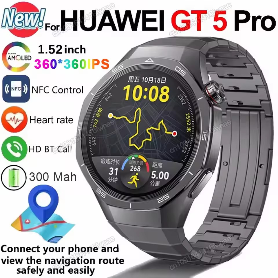 Men's Smartwatch 2025 New for HUAWEI GT5 Pro: GPS, NFC, HD AMOLED ...