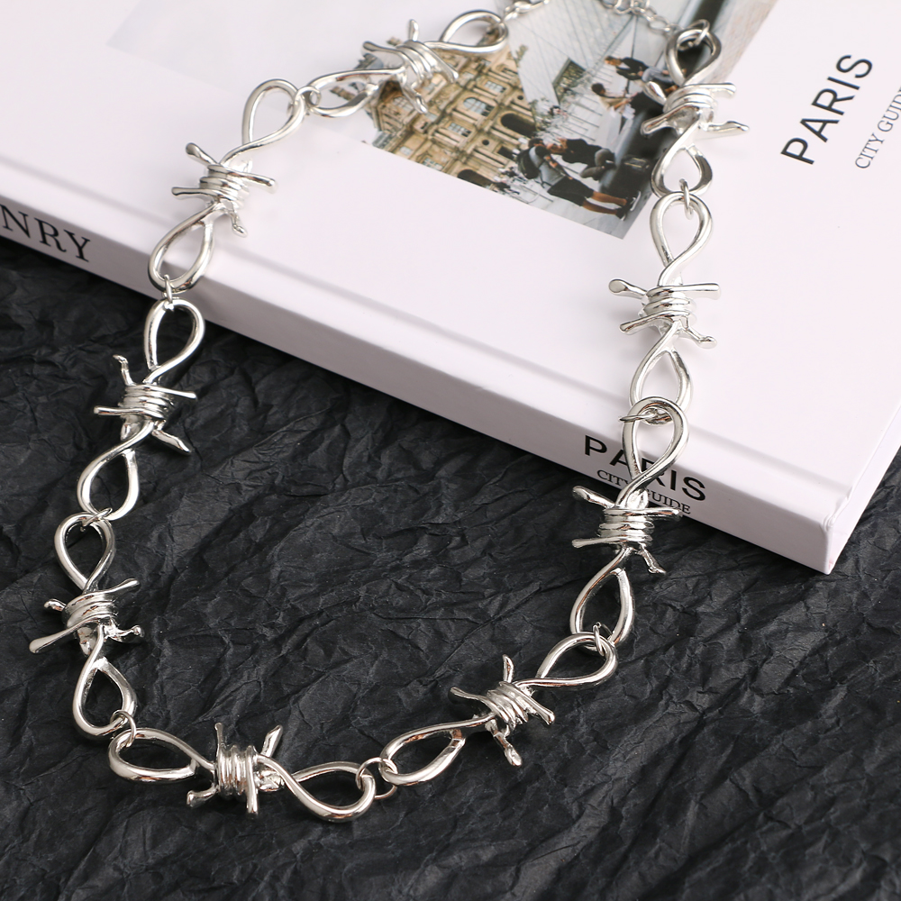 Thorn Alloy Necklace Men Women ins Niche Design Clavicle Chain choker ...