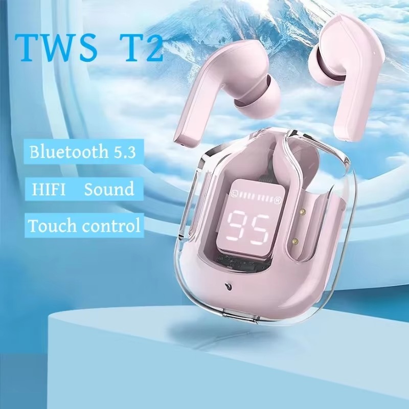 New T2 Earbuds Transparent Wireless Bluetooth Headset HIFI Sound ...