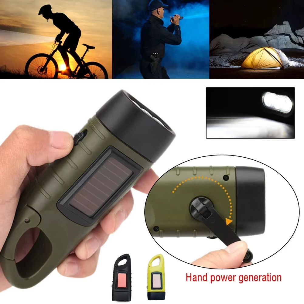 Hand Crank Solar Flashlight LED Dynamo Rechargeable Emergency Light for ...